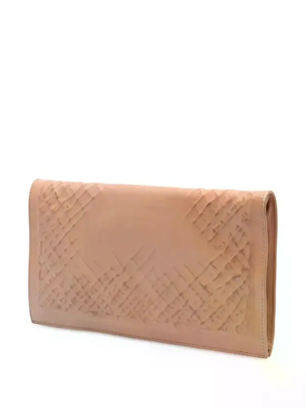 Bottega Veneta Nappa Embossed Intrecciato Turn Lock Clutch Bag - Brown