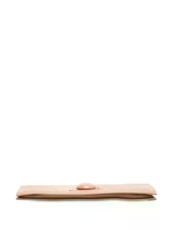 Bottega Veneta Nappa Embossed Intrecciato Turn Lock Clutch Bag - Brown