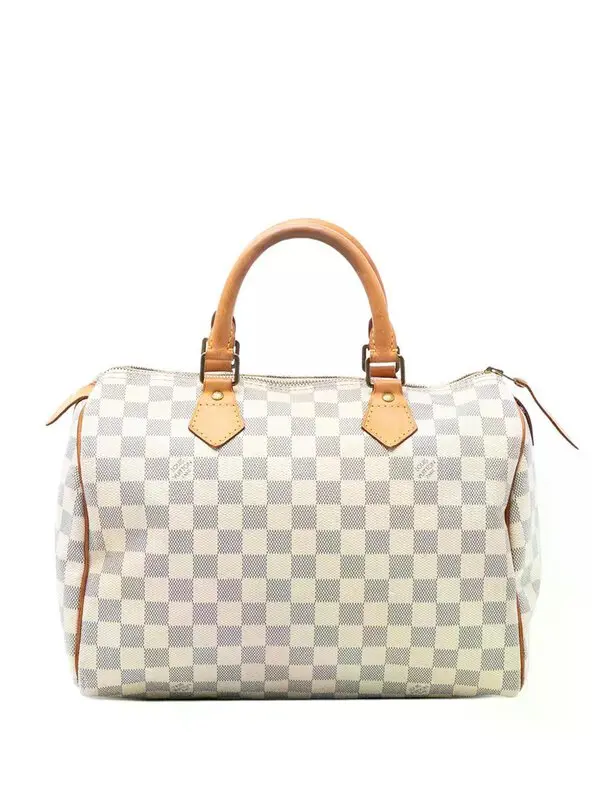 LOUIS VUITTON Damier Azur Speedy 30 Boston Bag - White