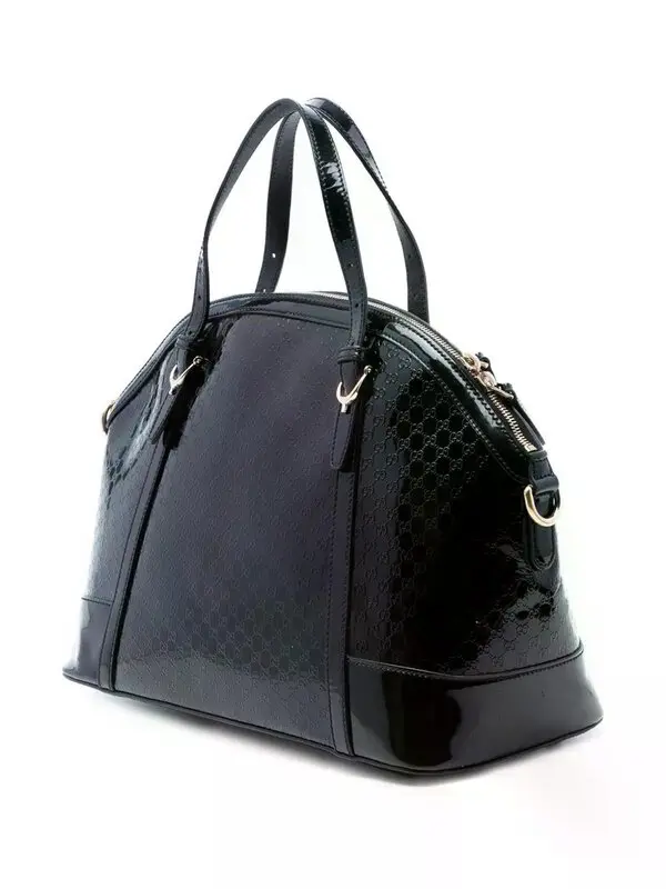 Gucci Patent Leather Microssima Dome Satchel - Black