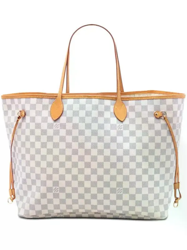 LOUIS VUITTON Damier Azur Neverfull Gm Tote Bag - White