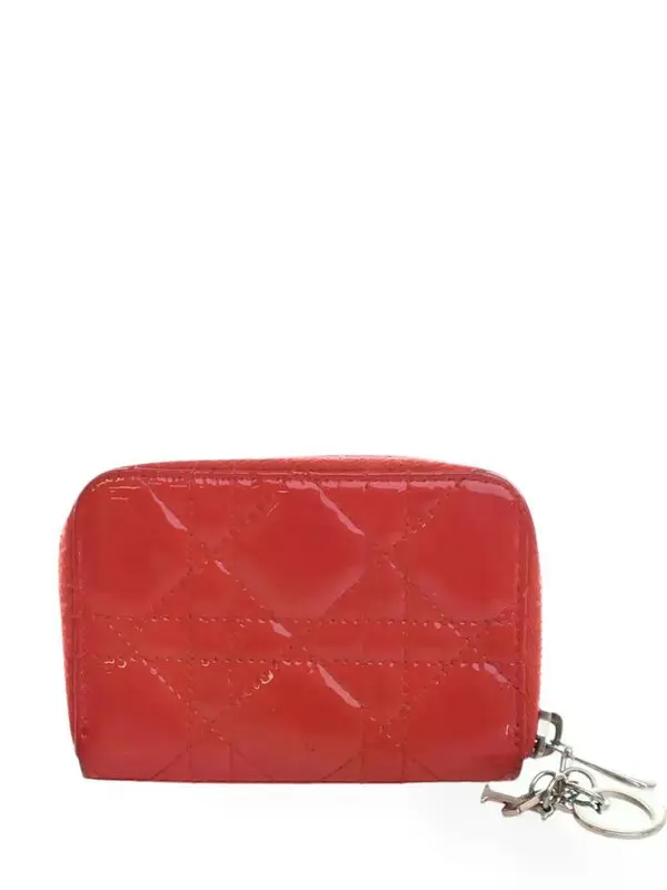 Dior 2014 Small Patent Cannage Lady Voyageur Purse Coin Pouch - Red