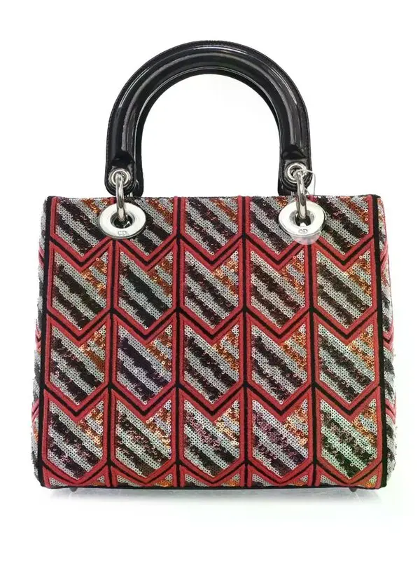 Dior Medium Patent Sequin Embroidered Lady Satchel