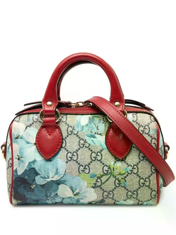 Gucci Mini Gg Supreme Blooms Boston Bag Satchel - Red