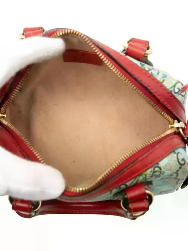 Gucci Mini Gg Supreme Blooms Boston Bag Satchel - Red