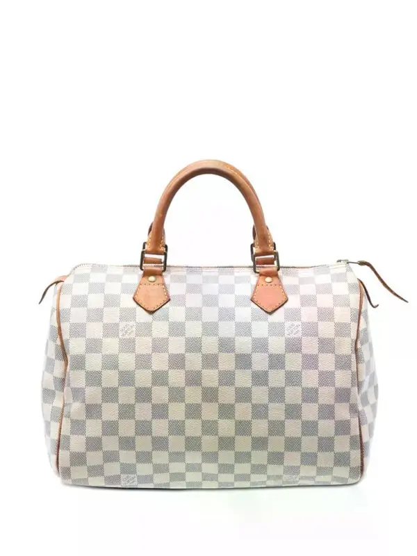LOUIS VUITTON Damier Azur Speedy 30 Boston Bag - White
