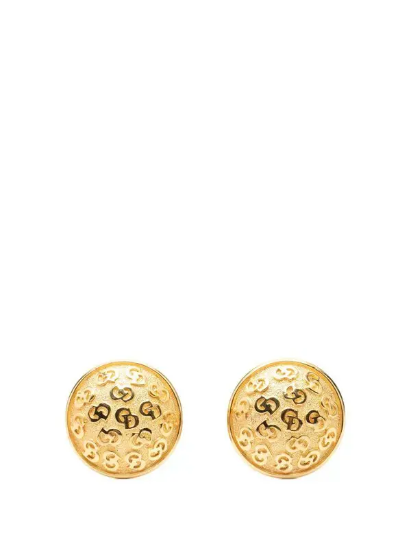 Dior Plated Embossed Logo Round Clip-on Earrings - Gold