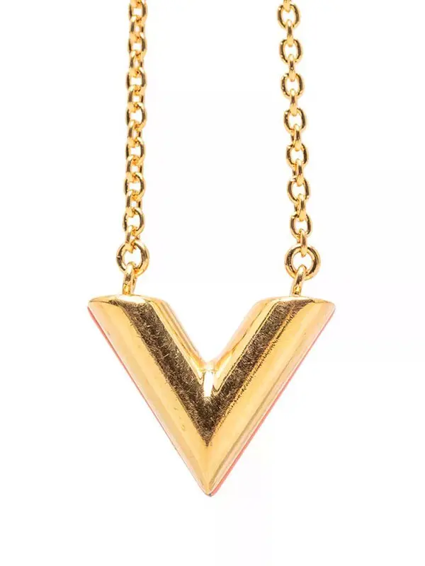 LOUIS VUITTON Plated Resin Essential V Costume Necklace - Gold