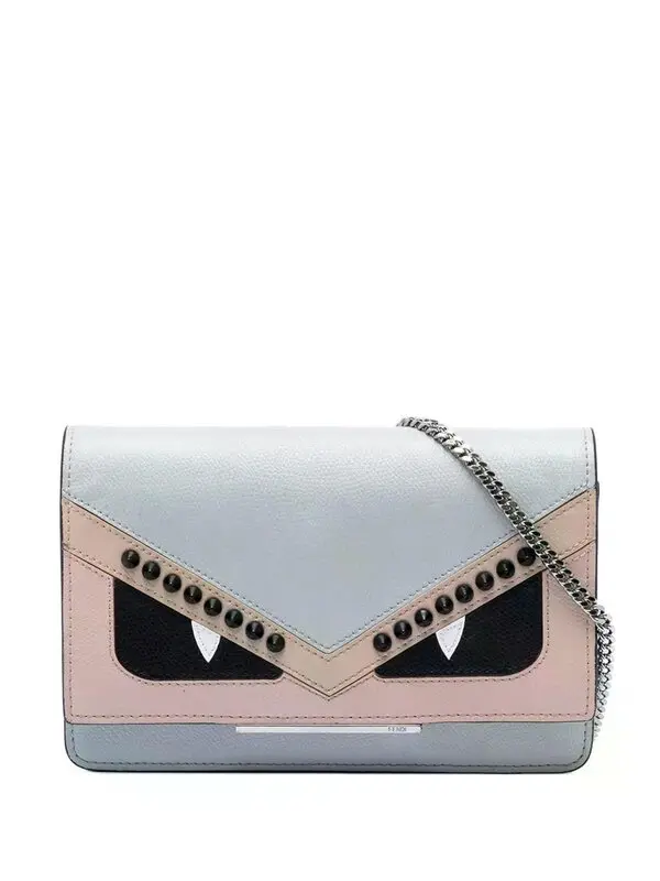 Fendi Studded Leather Monster Eyes Tube Wallet On Chain Crossbody Bag - Blue