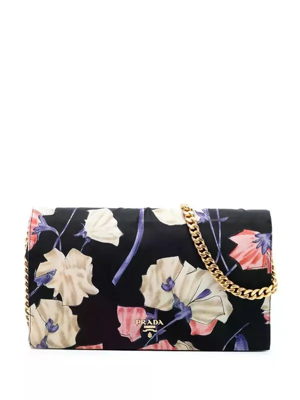 Prada Tessuto Floral Print Chain Crossbody Bag