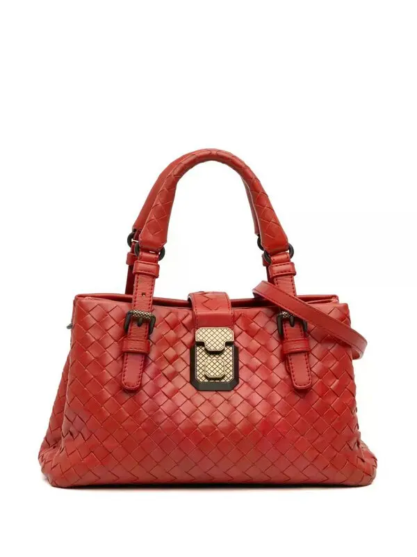 Bottega Veneta Mini Nappa Intrecciato Roma Satchel - Red