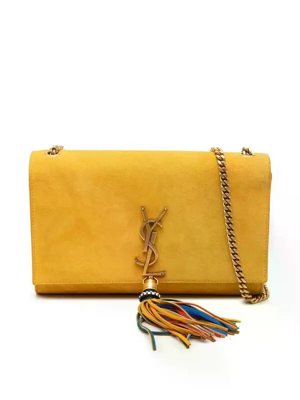 Saint Laurent Medium Suede Monogram Kate Tassel Crossbody Bag - Yellow