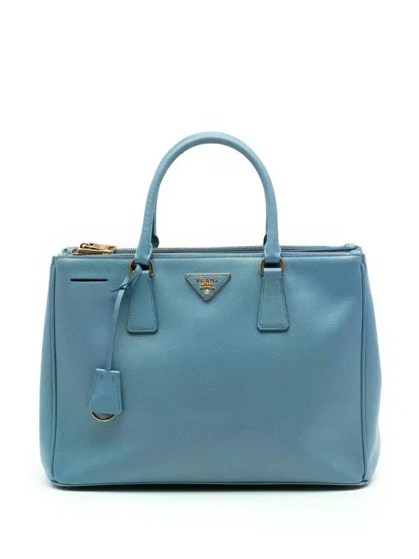 Prada 2013-2026 Medium Saffiano Lux Galleria Double Zip Satchel - Blue