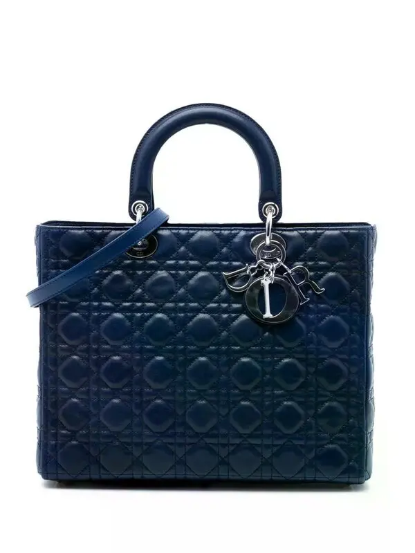 Dior Lambskin Cannage Lady Satchel - Blue