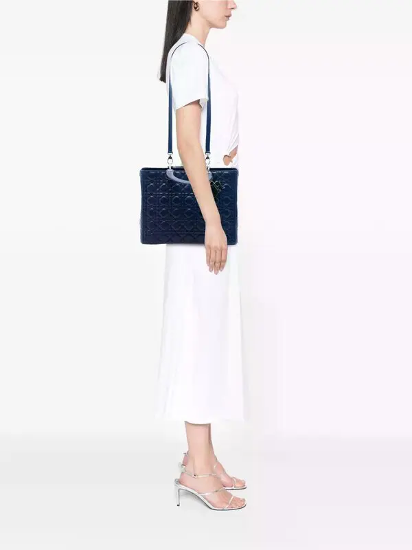 Dior Lambskin Cannage Lady Satchel - Blue