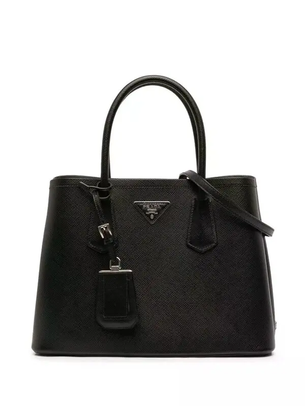 Prada 2000-2013 Medium Saffiano Cuir Double Handle Satchel - Black