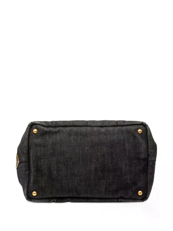 Prada Small Denim Canapa Logo Satchel - Grey
