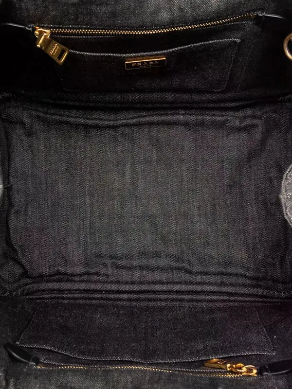 Prada Small Denim Canapa Logo Satchel - Grey