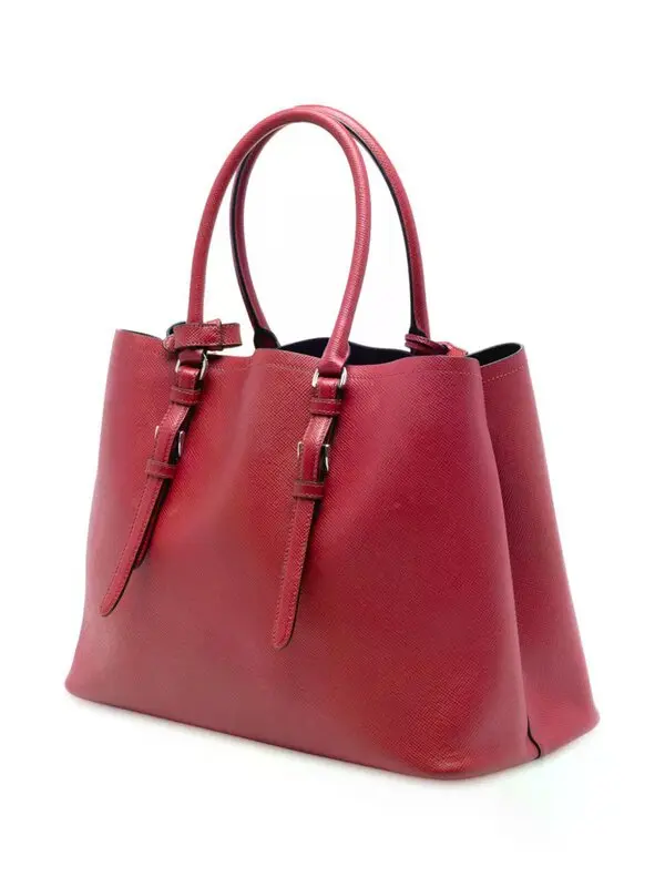 Prada Saffiano Leather Double Handle Satchel - Red