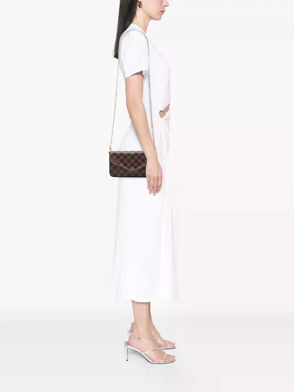 LOUIS VUITTON Damier Ebene Pochette Felicie Crossbody Bag - Brown