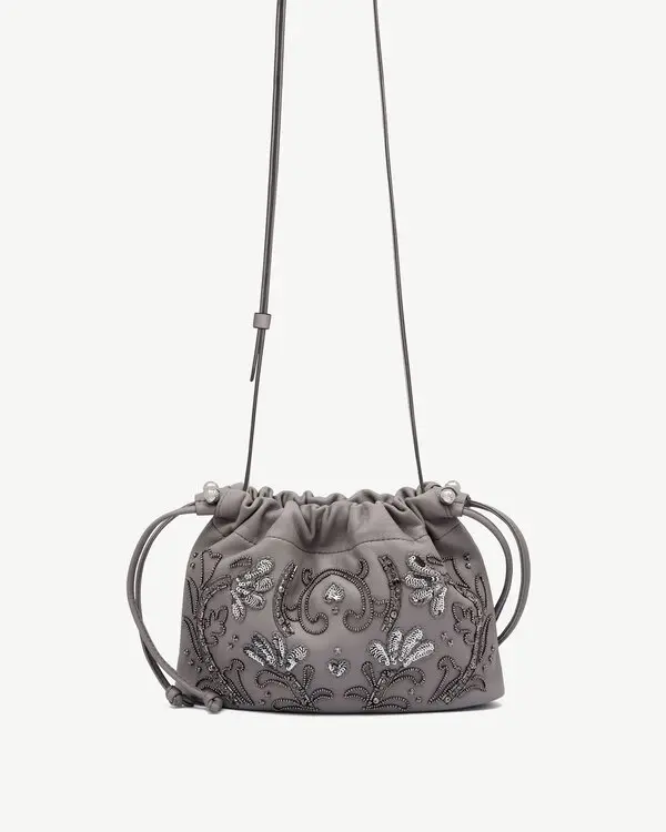 Strathberry Charlotte Drawstring Bucket Bag - Grey