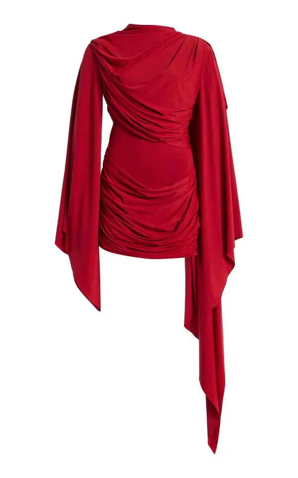 DE LA VALI Perisa Draped Jersey Mini Dress - Red