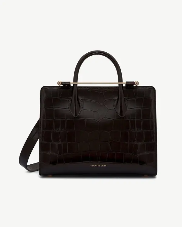 Strathberry Midi Tote With Music Bar Closure - Brown