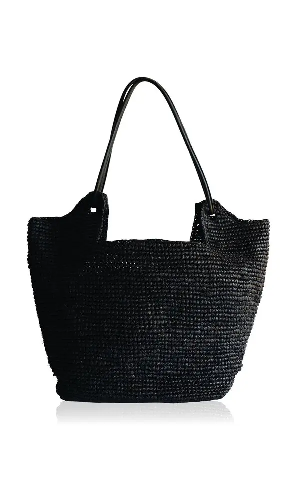 BEMBIEN Amaya Raffia And Leather Tote - Black