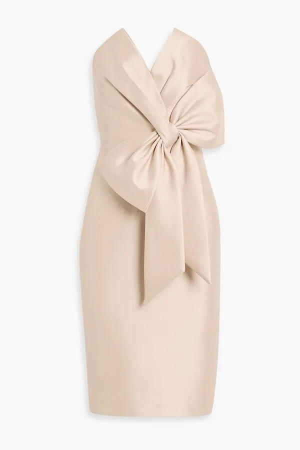 Badgley Mischka Strapless Bow-detailed Crepe Dress - Beige