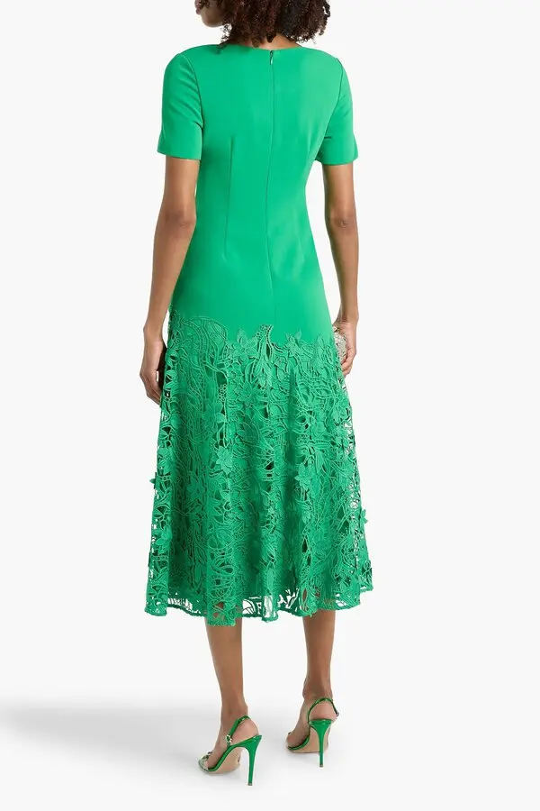 green guipure lace midi dress Badgley Mischka Paneled In - 50% Off Lela rose