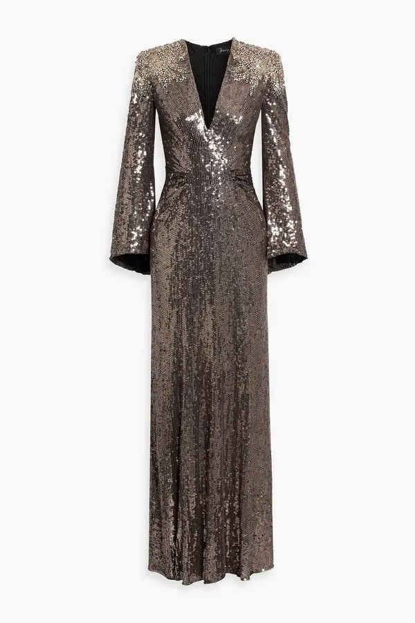Jenny Packham Embellished Tulle Gown - Bronze