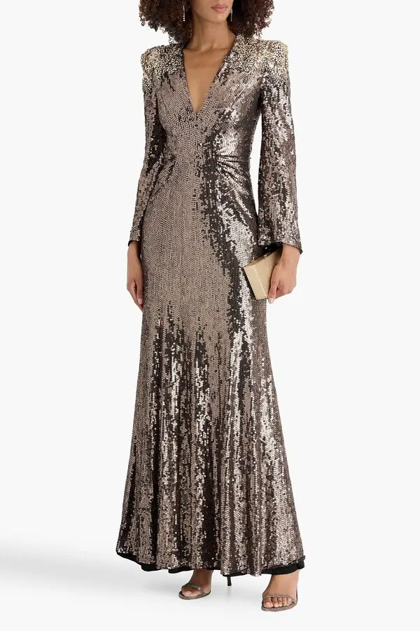 Jenny Packham Embellished Tulle Gown - Bronze