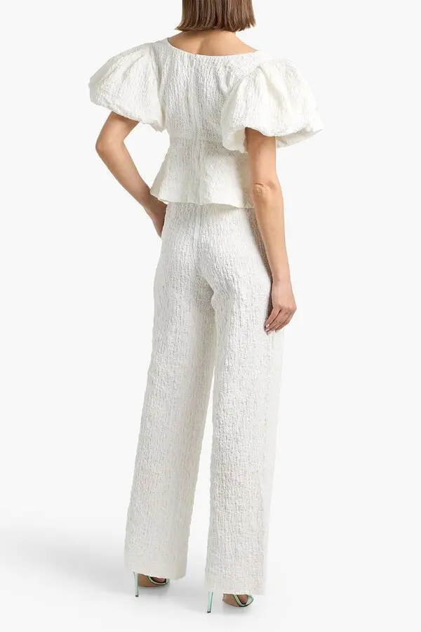 Ronny Kobo Krew Cotton-blend Cloqué Wide-leg Pants
