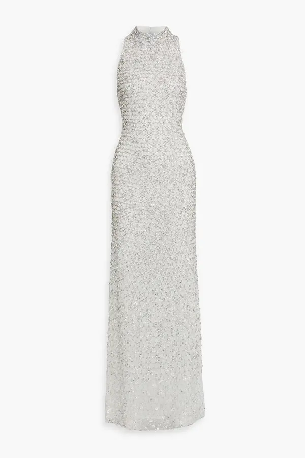 Jenny Packham Juno Embellished Silk Chiffon Gown