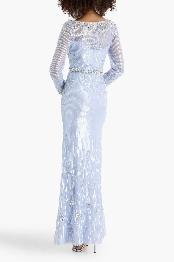 Jenny Packham Embellished Tulle Gown - Lavender