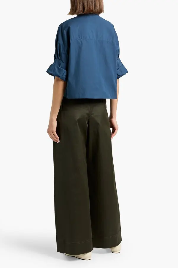 TWP Cropped Cotton Poplin Shirt With Neckties
