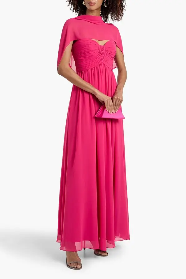 Badgley Mischka Draped Chiffon Gown