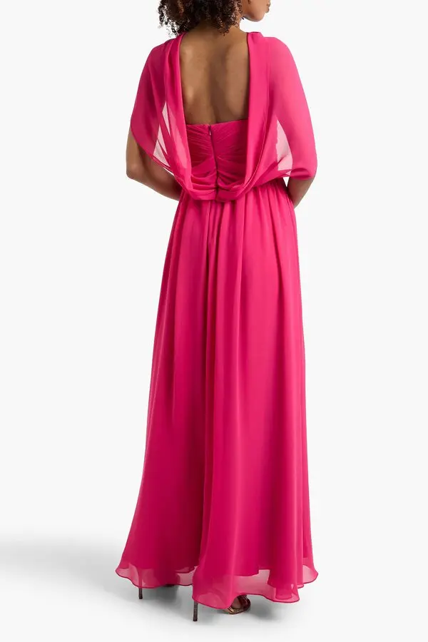 Badgley Mischka Draped Chiffon Gown