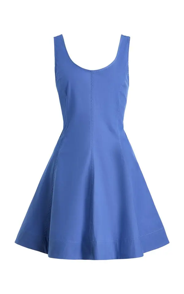 Brandon Maxwell Exclusive The Poppy Flared Cotton Mini Dress - Blue