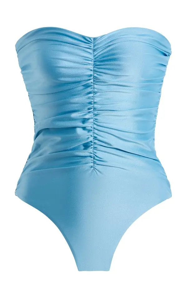 Jade Swim Yara Ruched Strapless One-piece Swimsuit - Blue