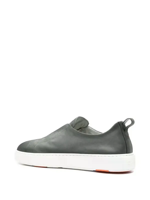 Santoni Leather Slip-on Sneakers - Grey