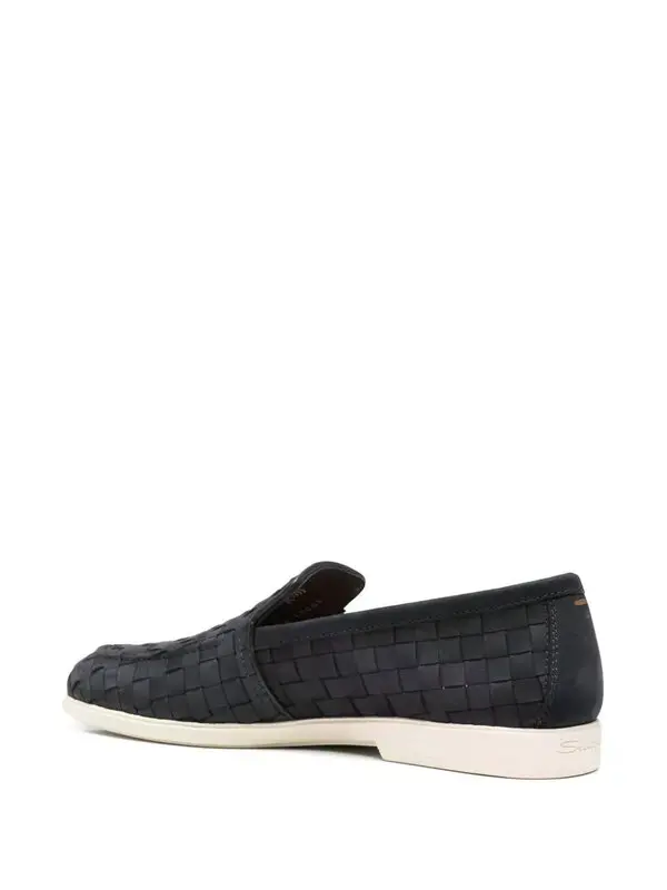 Santoni Woven Leather Loafers