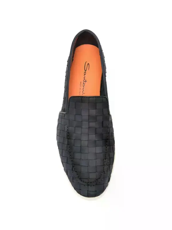 Santoni Woven Leather Loafers