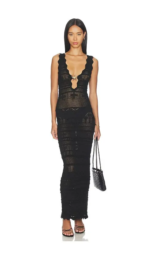 MORE TO COME Cattleya Crochet Maxi Dress - Black