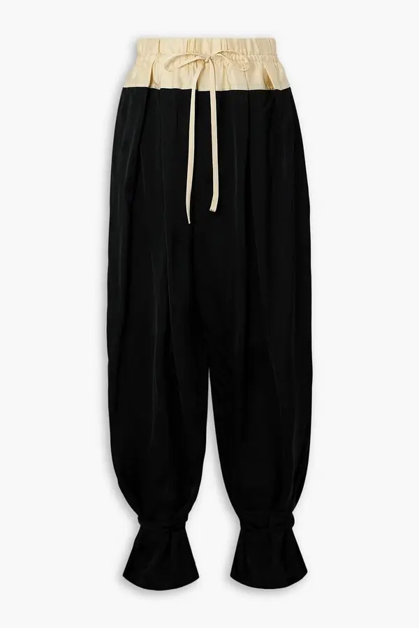 JIL SANDER Two-tone Striped Satin Wide-leg Pants