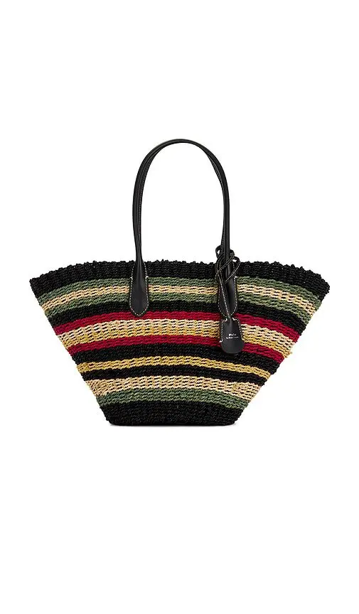 Polo Ralph Lauren Twist Raffia Tote Bag In Brown - Multi Stripe