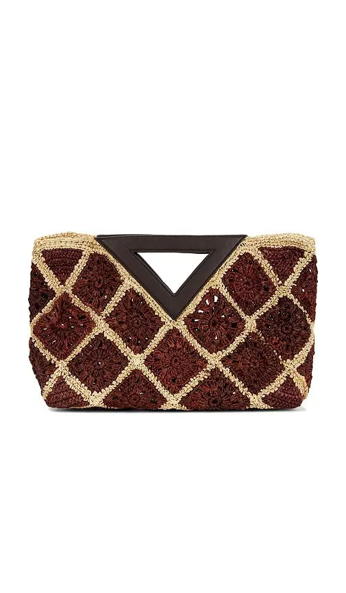 Veronica Beard Crochet Raffia Vesper Bag - Espresso Multi