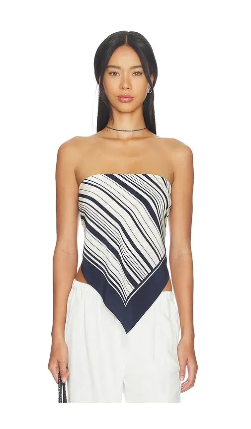 LOVERS AND FRIENDS Carmen Scarf Top - Navy & Ivory