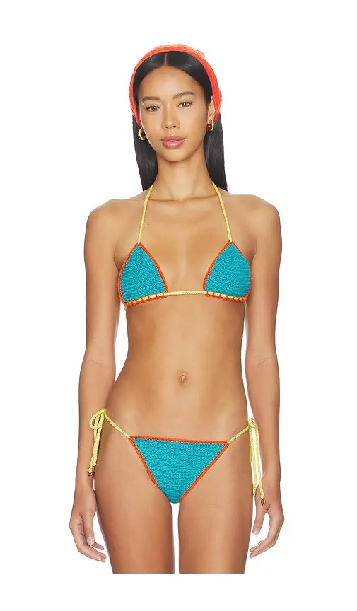 MAAJI Crochet Bikini Top With Halterneck And Tie Back - Blue