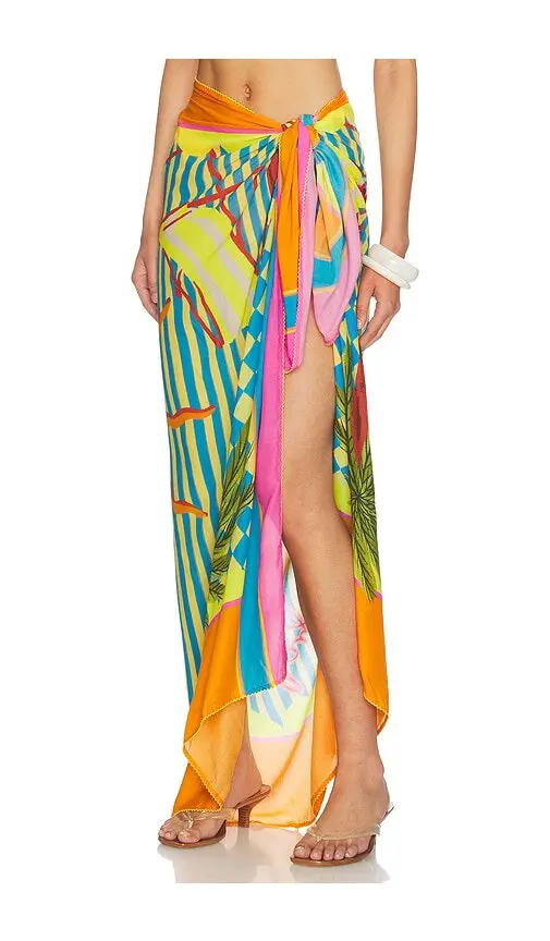 MAAJI Tropic Camouflage Isla Sarong In Orange,teal - Open Blue